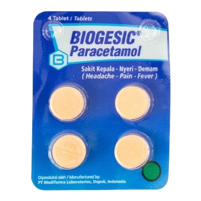 BIOGESIC, Paracetamol 500mg 4 Tablet | Watsons Indonesia