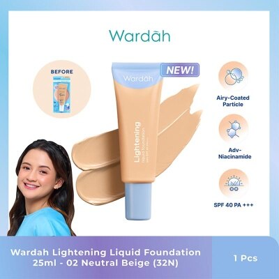 LIGHT+, Wardah Lightening Liquid Foundation 02 Neutral Beige (32N) 25ml ...