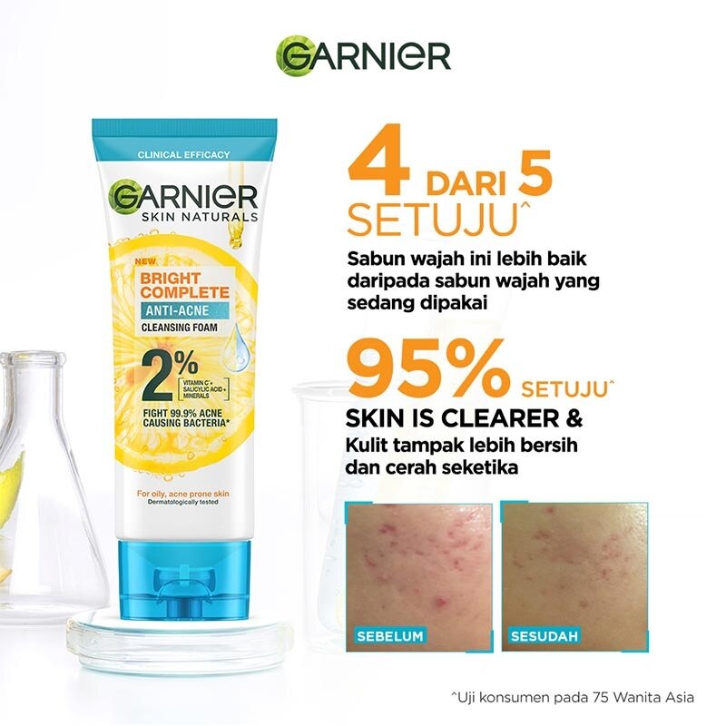 GARNIER Bright Complete Anti Acne Facial Foam 100ml Watsons Indonesia