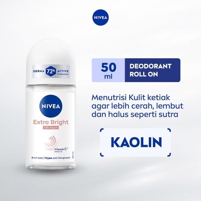 NIVEA, Nivea Deodorant Roll On Extra Bright Silk Touch 50ml | Watsons ...
