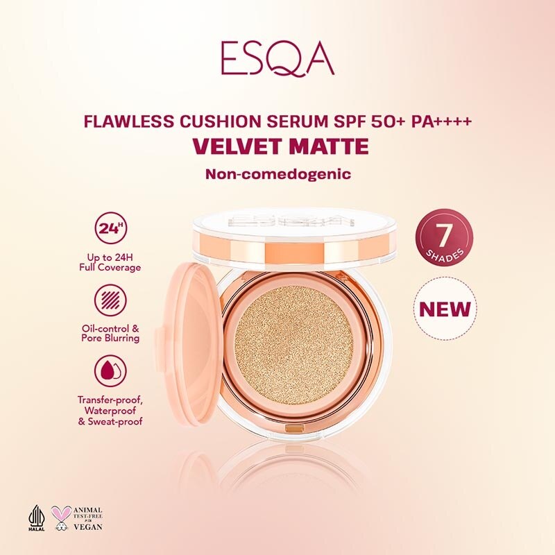 ESQA, ESQA FLAW CUSHION VELVET MAT VANILLA | Watsons Indonesia