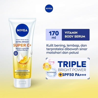 NIVEA, Nivea Body Serum Extra Bright Super C+ SPF 50+ PA+++ 170ml | Watsons Indonesia