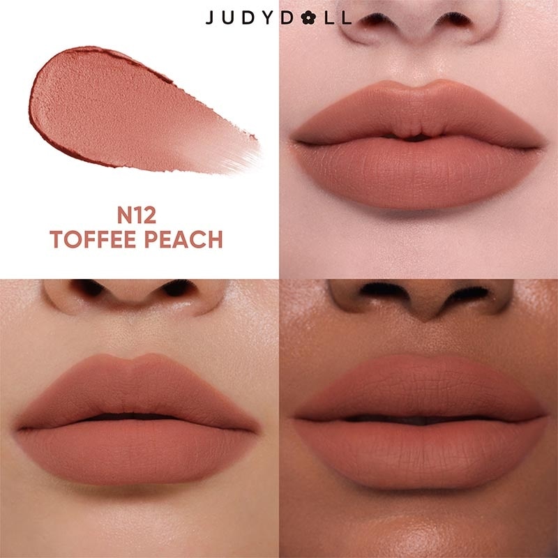 JUDYDOLL, Cushion Matte Lock Lip Cream N12 - Toffee Peach 2.6ml ...