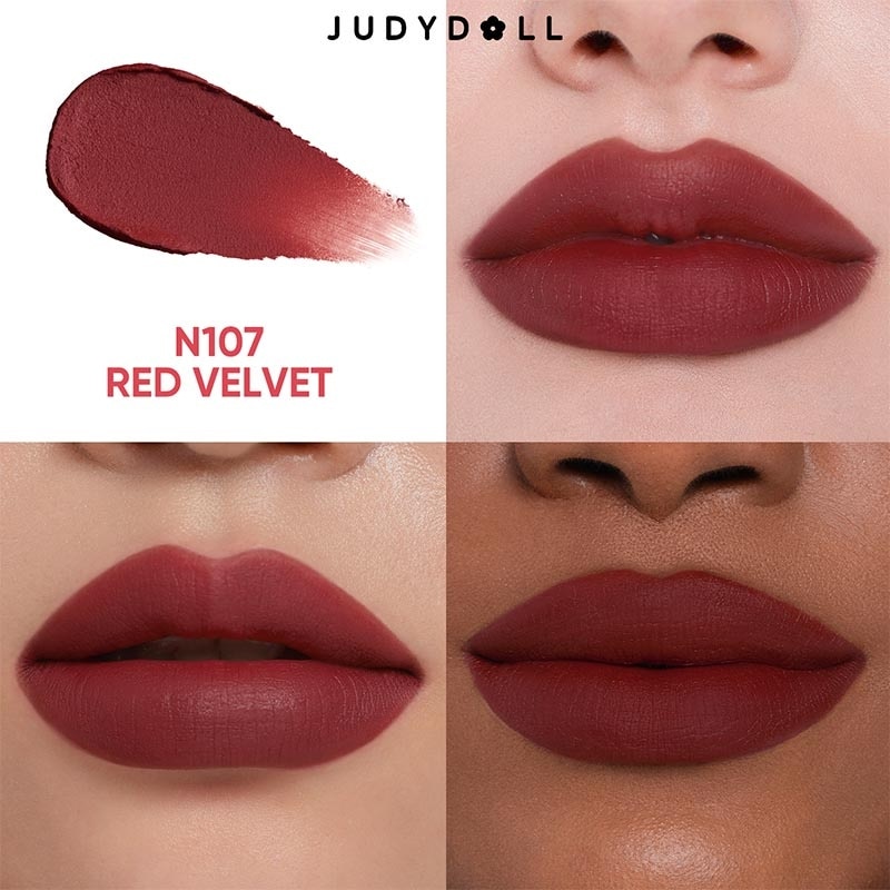JUDYDOLL, Cushion Matte Lock Lip Cream N107 - Red Velvet 2.6ml ...