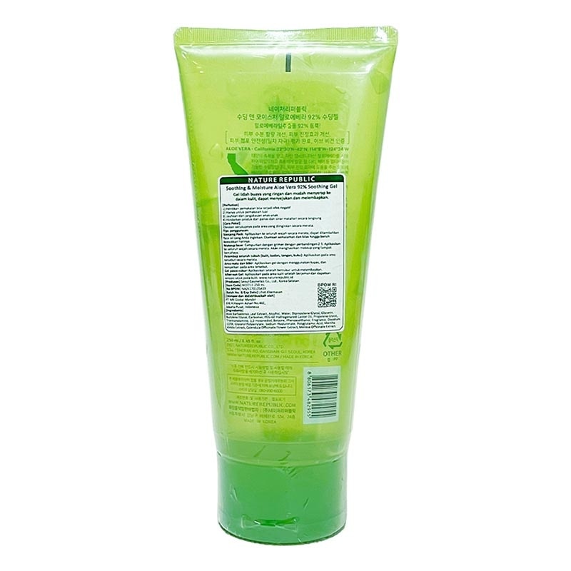 NATURE REPUBLIC, Soothing & Moisture Aloe Vera 92% Soothing Gel Tube ...